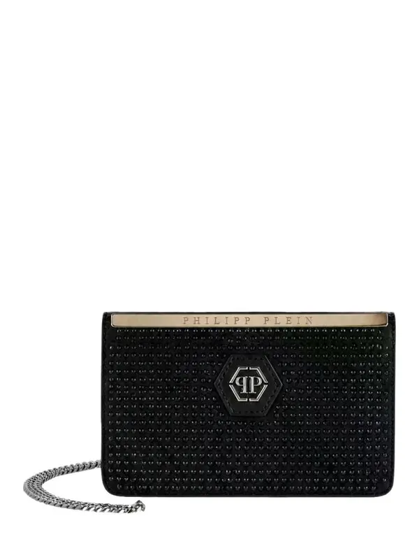 Philipp Plein Crystal-embellished Suede Clutch Bag - Black