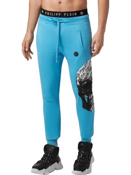 Philipp Plein Jogging Trousers Allover Skull - Lightblue