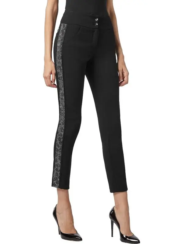 Philipp Plein High Waist Slim Fit Maculate - Black