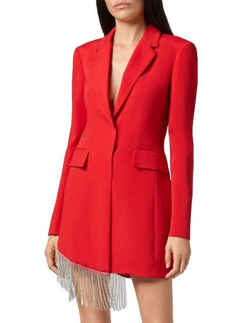Philipp Plein Blazer Dress Fringe - Red