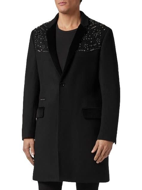 Philipp Plein Coat Long Cowboy - Black