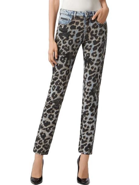Philipp Plein Crystal Palm Tree Boyfriend Jeans - Leopard