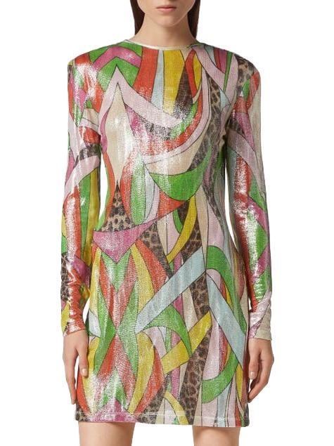 Philipp Plein Knit Mini Dress Rainbow Patchwork - Multicolor