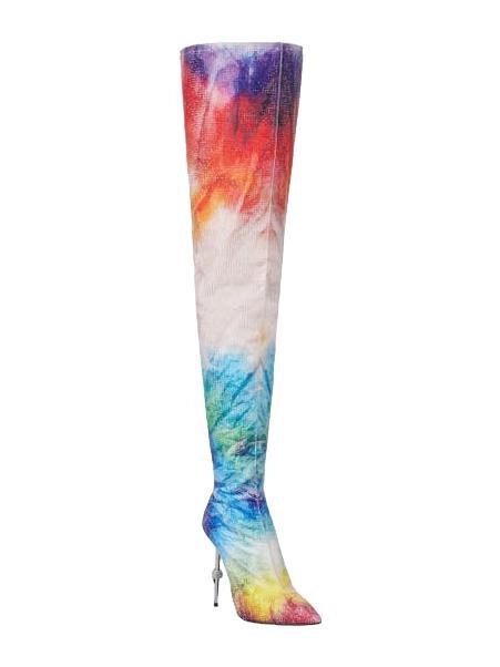 Philipp Plein Satin Boots Hi-heels Overknees Tie Dye - Multicolor