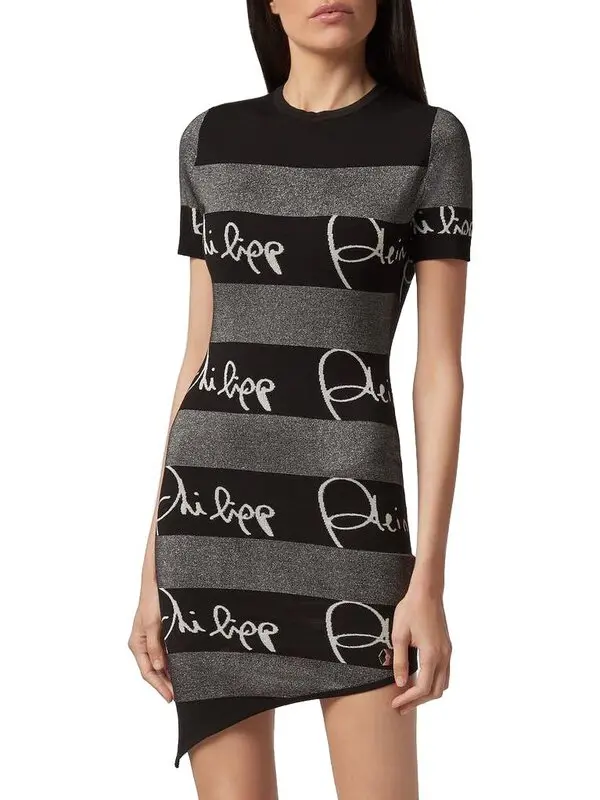 Philipp Plein Knit Dress Signature - Black
