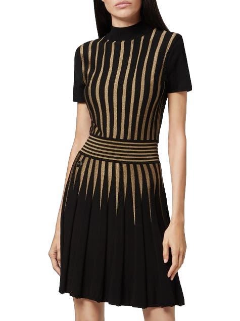 Philipp Plein Knit Day Dress Gold - Black