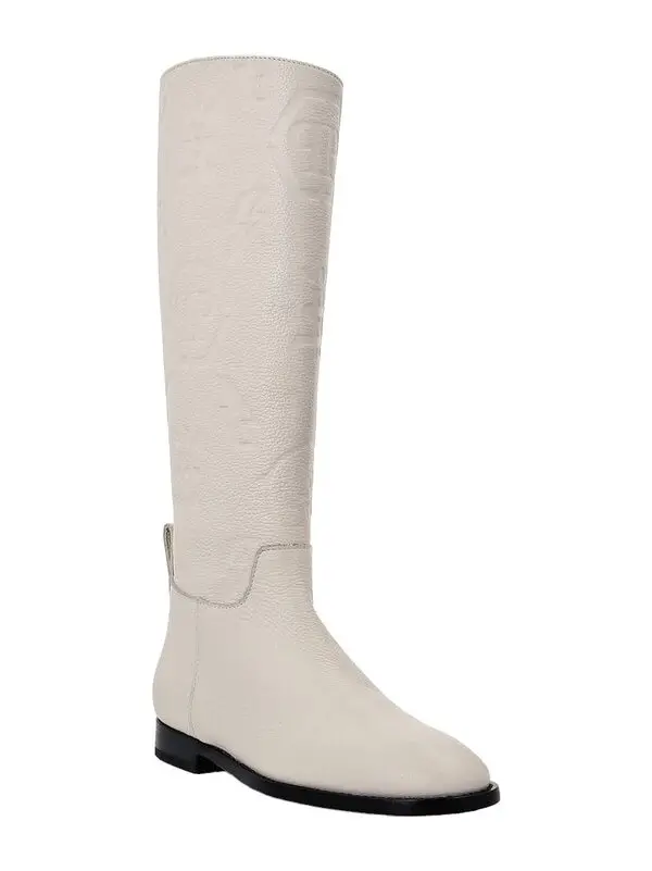 Philipp Plein Leather Boots Lo-heels Mid Monogram - Beige
