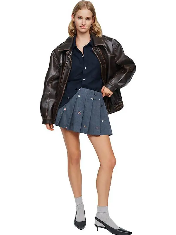 Maeve Kiki Prted Pleated Skort - Grey Pattern