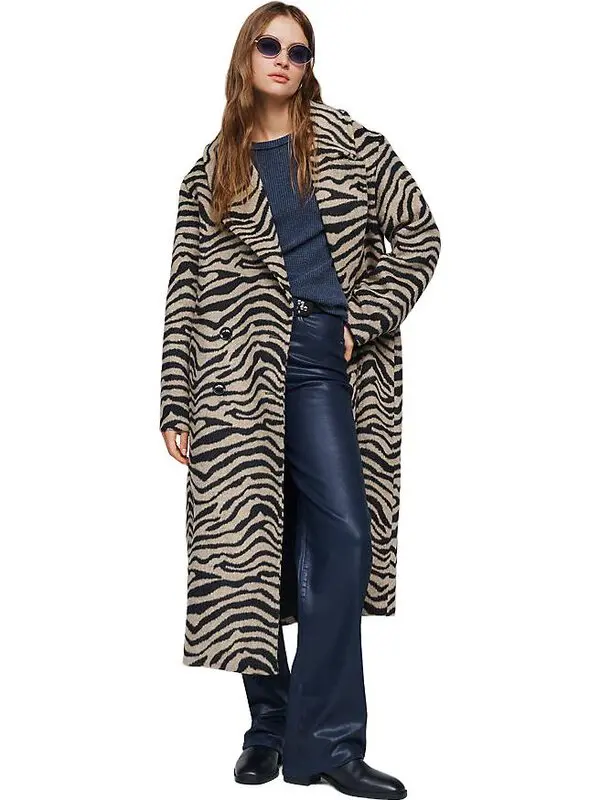 Anthropologie Maeve Overd Animal Prt Coat Jacket - Zebra