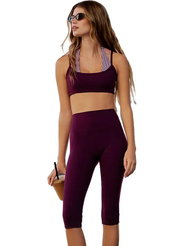 Astoria Activewear Contrast Capri Pants - Plum