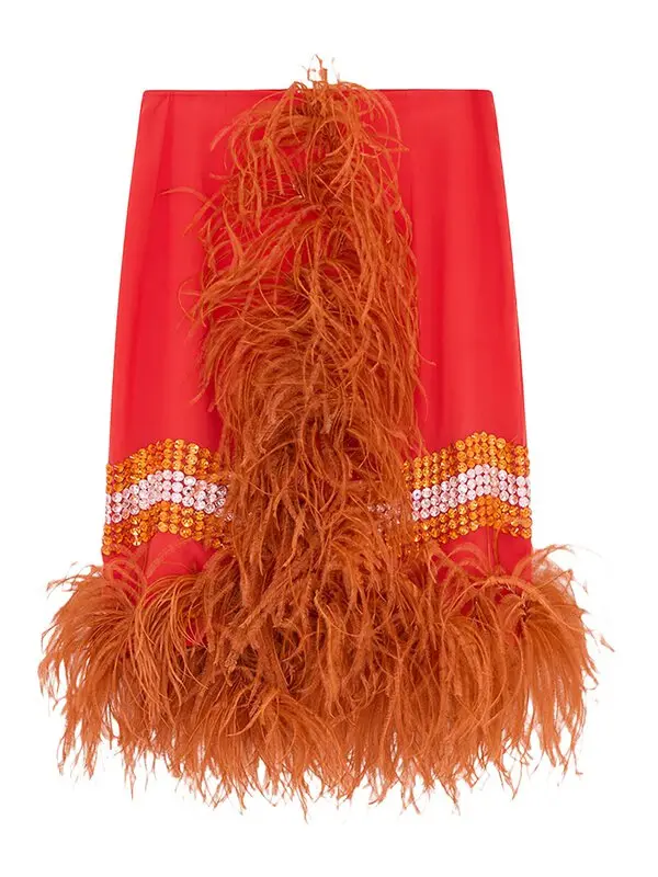 16Arlington Flora Midi Skirt - Red