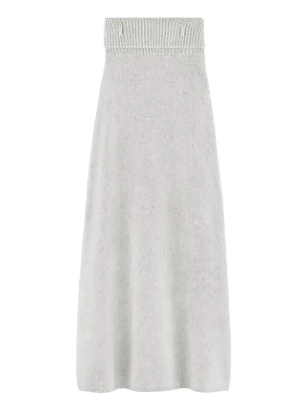 Arakii Exclusive Ribbed Foldover Wool-cashmere Maxi Skirt - Light Grey