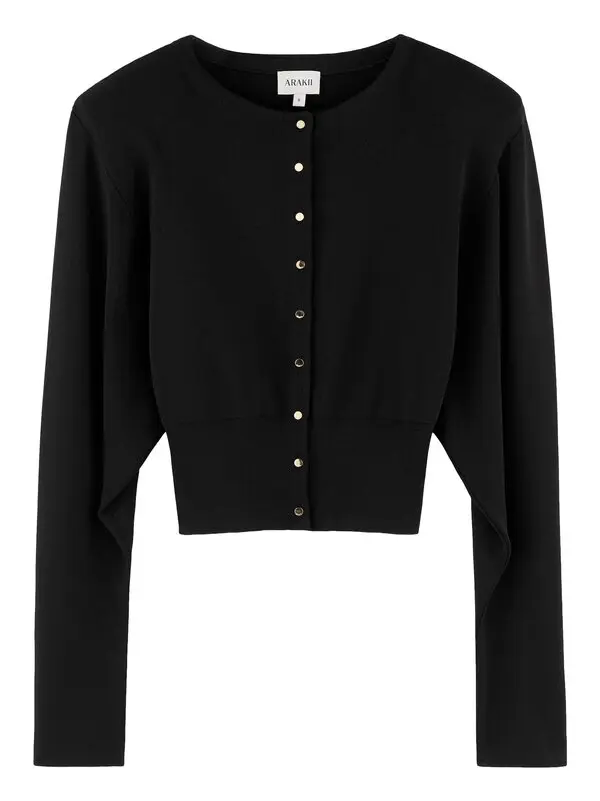 Arakii Exclusive Shoulder Pad Cardigan - Black
