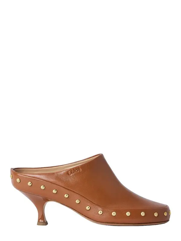 Chloé Junie Heeled Mules - Brown