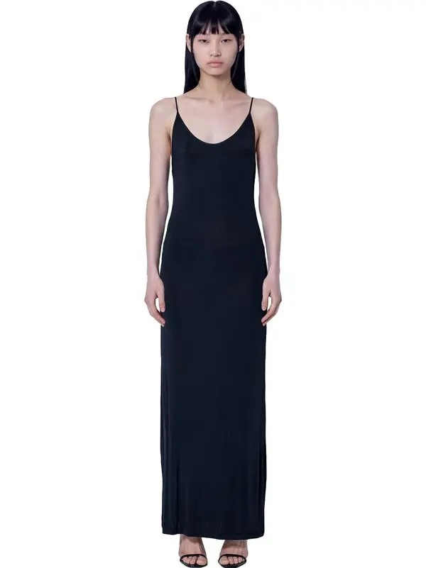 Saint Laurent Cassandre Chain Backless Dress - Black