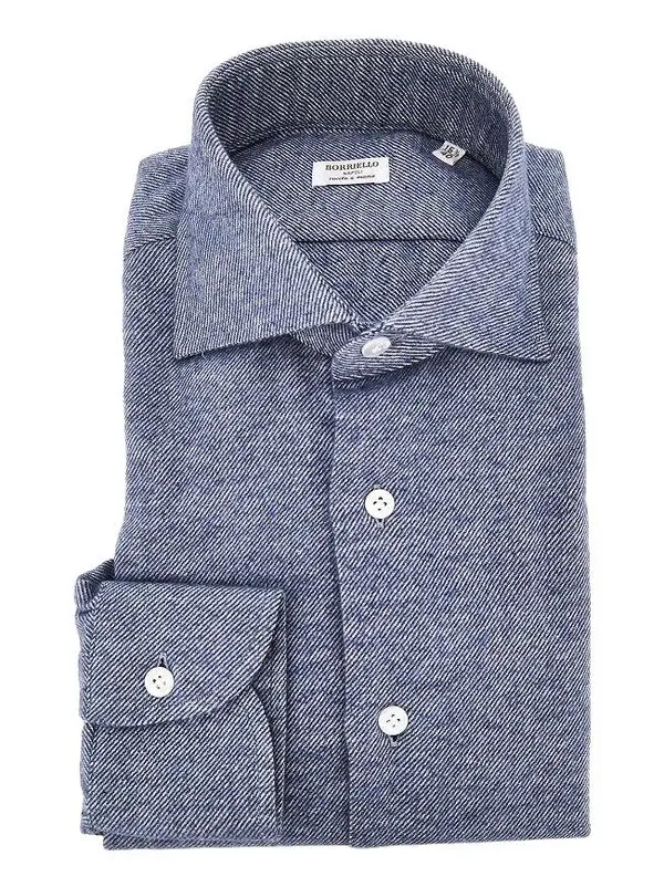 BORRIELLO NAPOLI Diagonal Striped Twill Shirt - Blue