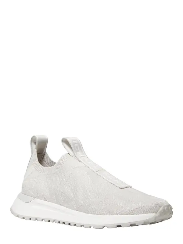 Michael Kors Bodie Logo Embossed Stretch Knit Slip-on Trainer In Size By - Grey