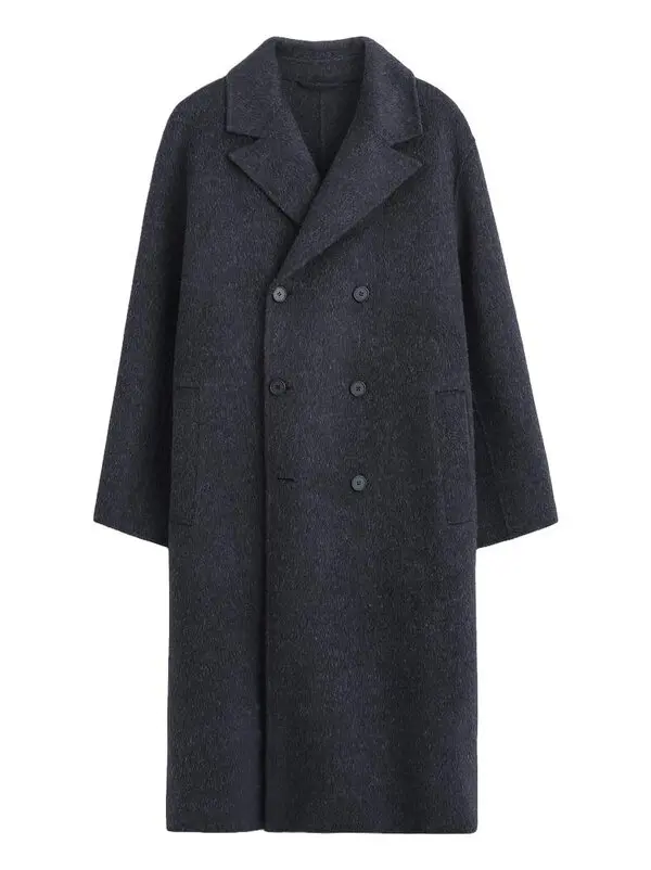 Cos Double-faced Wool-blend Long Coat - Navy