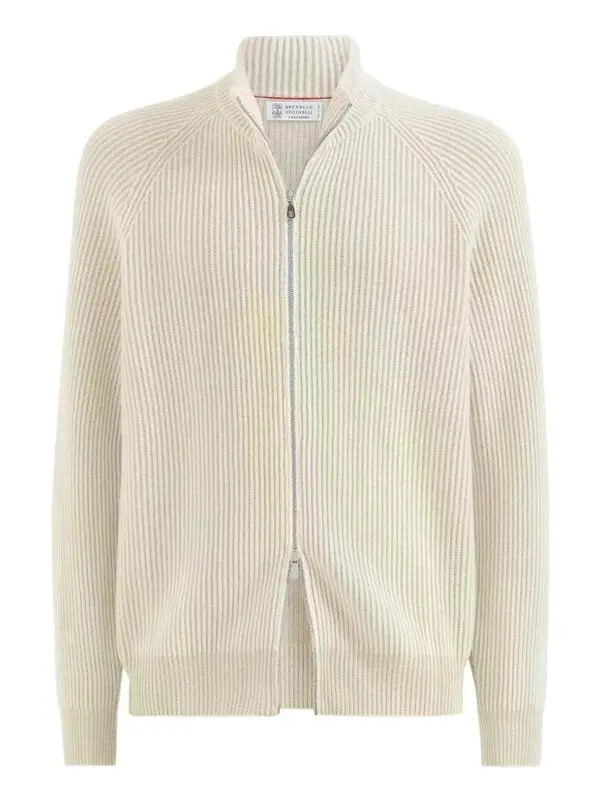 Brunello Cucinelli Cashmere Vanisé Cardigan - Neutrals