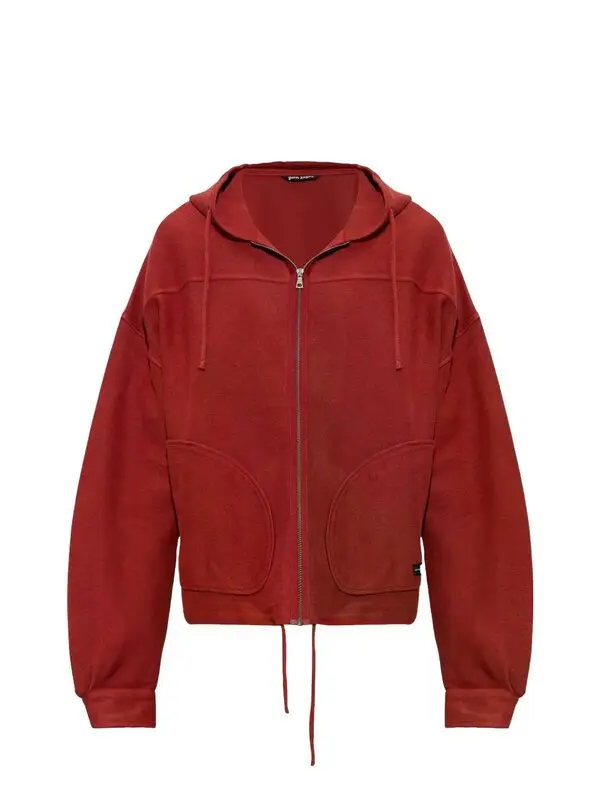Palm Angels Palm Tree Zip Loose Hoodie - Red