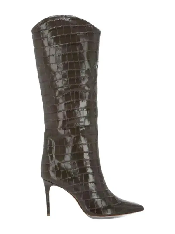 Schutz Maryana Croc-effect Pointed-toe Boots - Grey