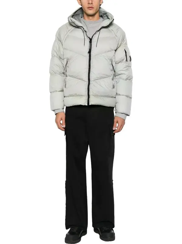 C.P. COMPANY Lens-detail Hooded Puffer Jacket - Grey