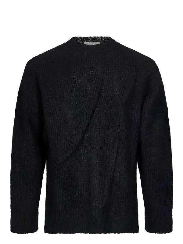Yohji Yamamoto Ribbed-knit Draped Sweater - Black
