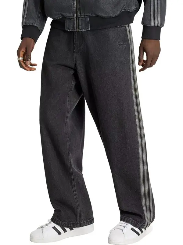 Adidas Sst Denim Jeans Mid-rise Straight Leg - Black