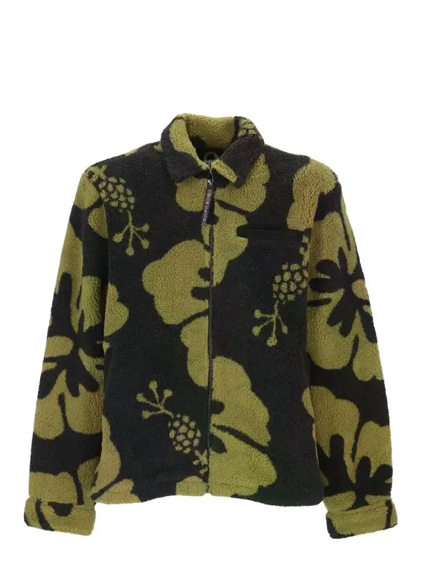 Deus Ex Machina Floral-print Fleece Jacket - Black