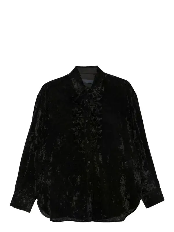 JUUN.J Ruffled Velvet-effect Shirt - Black