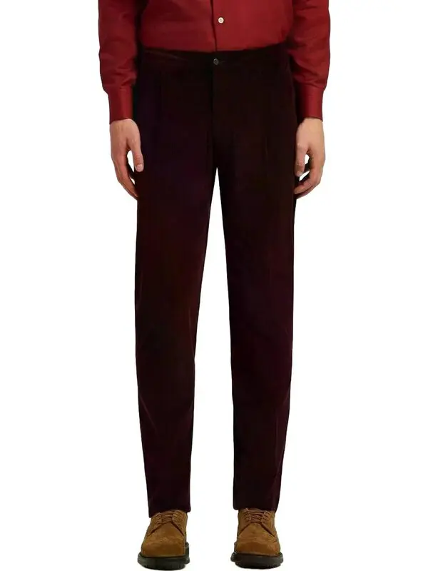 Kiton Fine-corduroy Darted Trousers - Red
