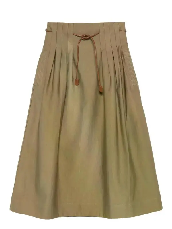 Max Mara Pleated Cotton Ottoman Skirt Kaki - Green