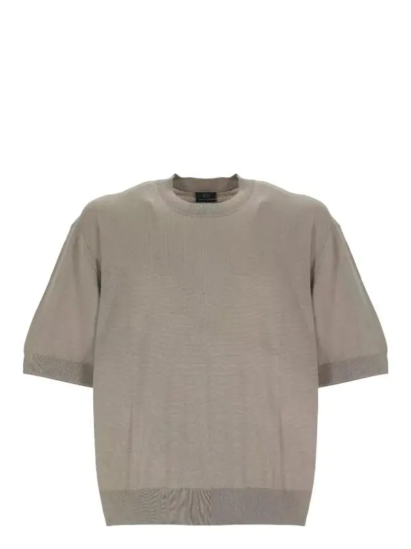HOSIO Short-sleeve Ribbed-trim T-shirt - Neutrals