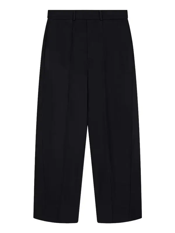 Emporio Armani Trousers Straight-leg In French Terry-cotton With Flat Front - Black