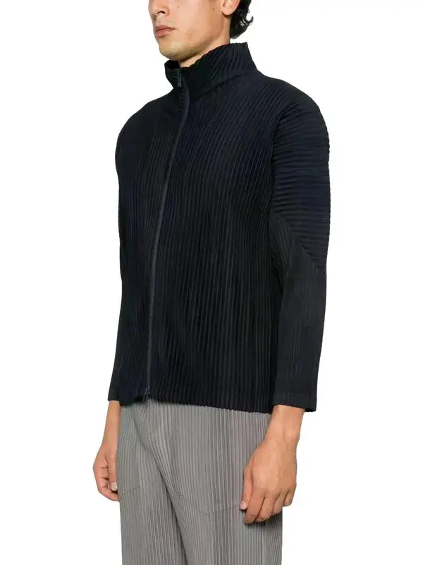 Issey Miyake Pleated Zip-up Cardigan - Blue