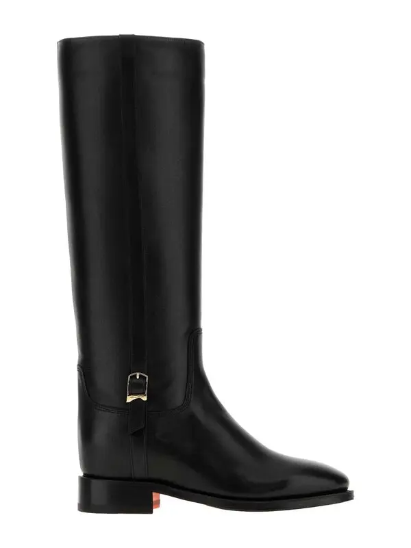Santoni Leather Mandy Boots - Black