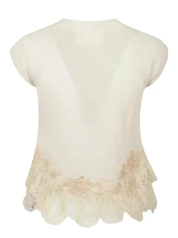 Ermanno Scervino Lace-trimmed Cashmere Top - Neutrals