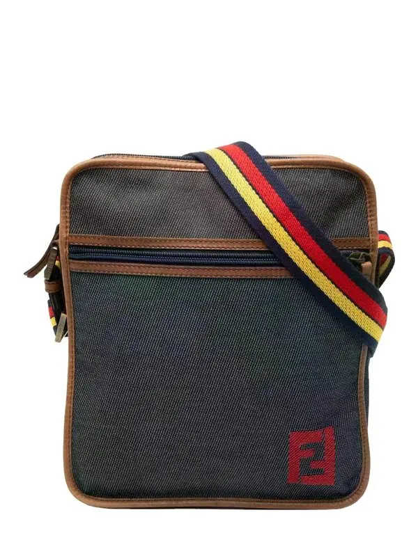 Fendi 2000-2010 Denim Ff Crossbody Bag - Blue