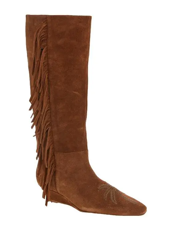 Farm Rio Boho Fringe Wedge Boot - Walnut