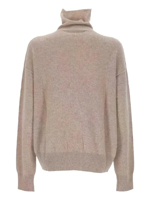 EMMA E GAIA Roll-neck Drop-shoulder Fine-knit Top - Neutrals