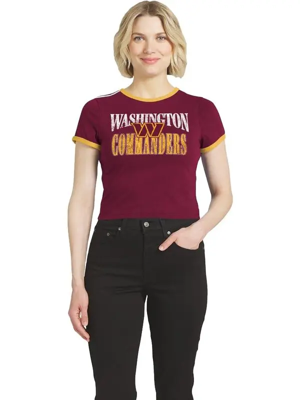 WEAR BY ERIN ANDREWS Washington Commanders Cropped Throwback Ringer Baby T-shirt - Burgundy