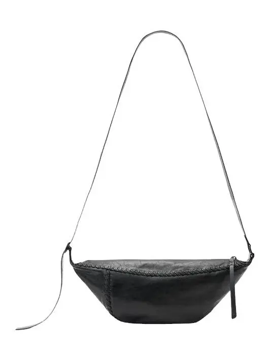 ALLSAINTS Esme Whipstitch Leather Crossbody Bag - Black