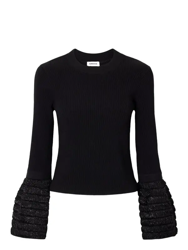 Simkhai Maggie Ribbed Knit Top - Black