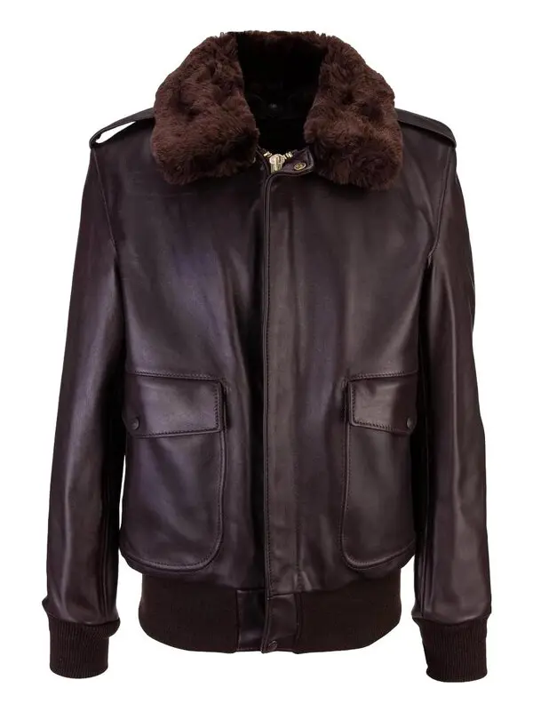 SCHOTT Faux-fur Collar Jacket - Black