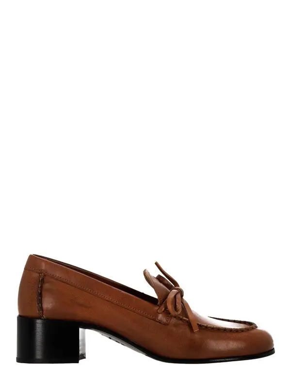 Miu Miu Bow-detail Leather Loafers - Cognac