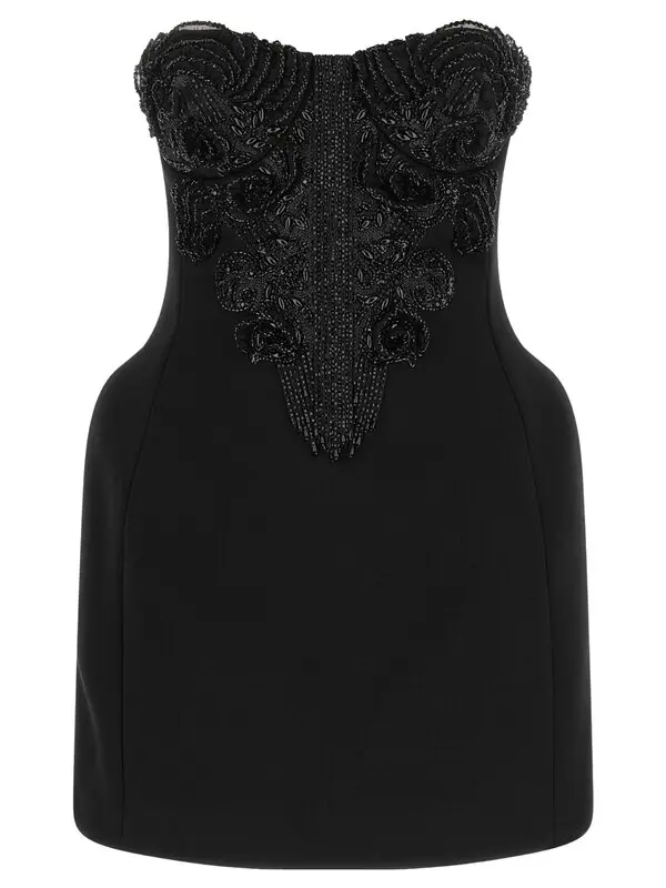 Elisabetta Franchi Embellished Corset Mini Dress - Black