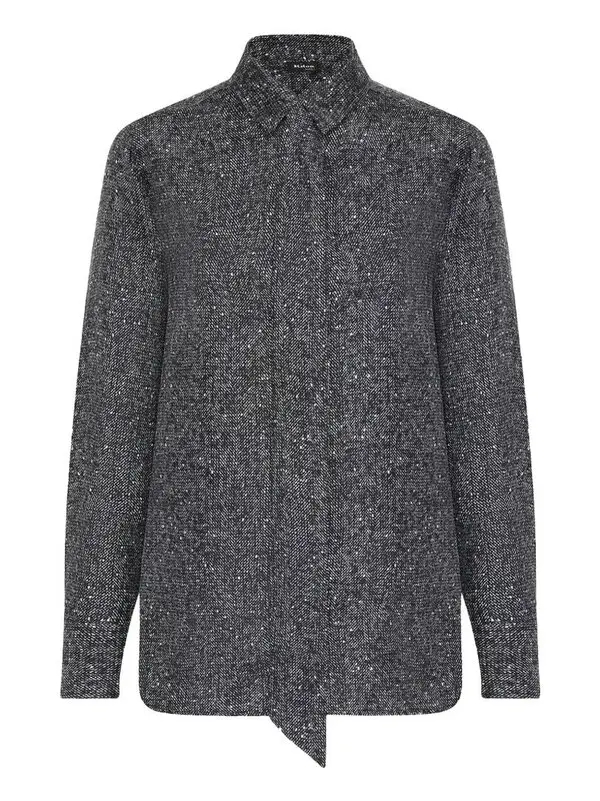 Kiton Lamé-effect Silk Shirt - Black