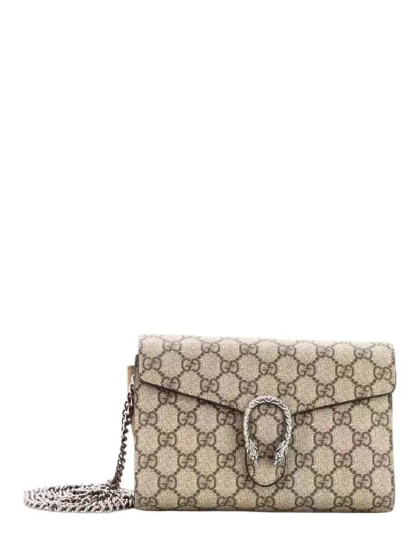 Gucci Dionysus Chain Wallet Gg Coated Canvas Small Crossbody Bag - Brown