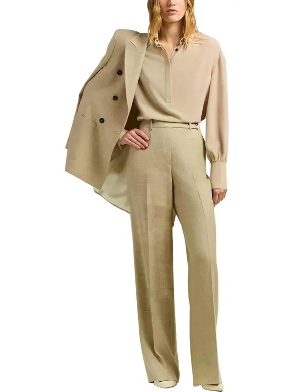 Kiton Button-collar Silk Blouse - Neutrals