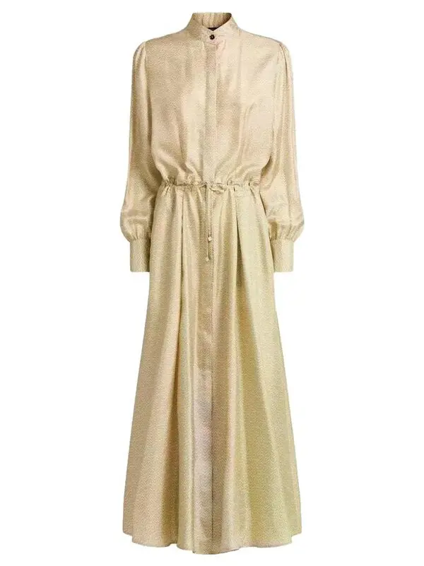 Kiton Chevron-jacquard Silk Shirt Midi Dress - Neutrals